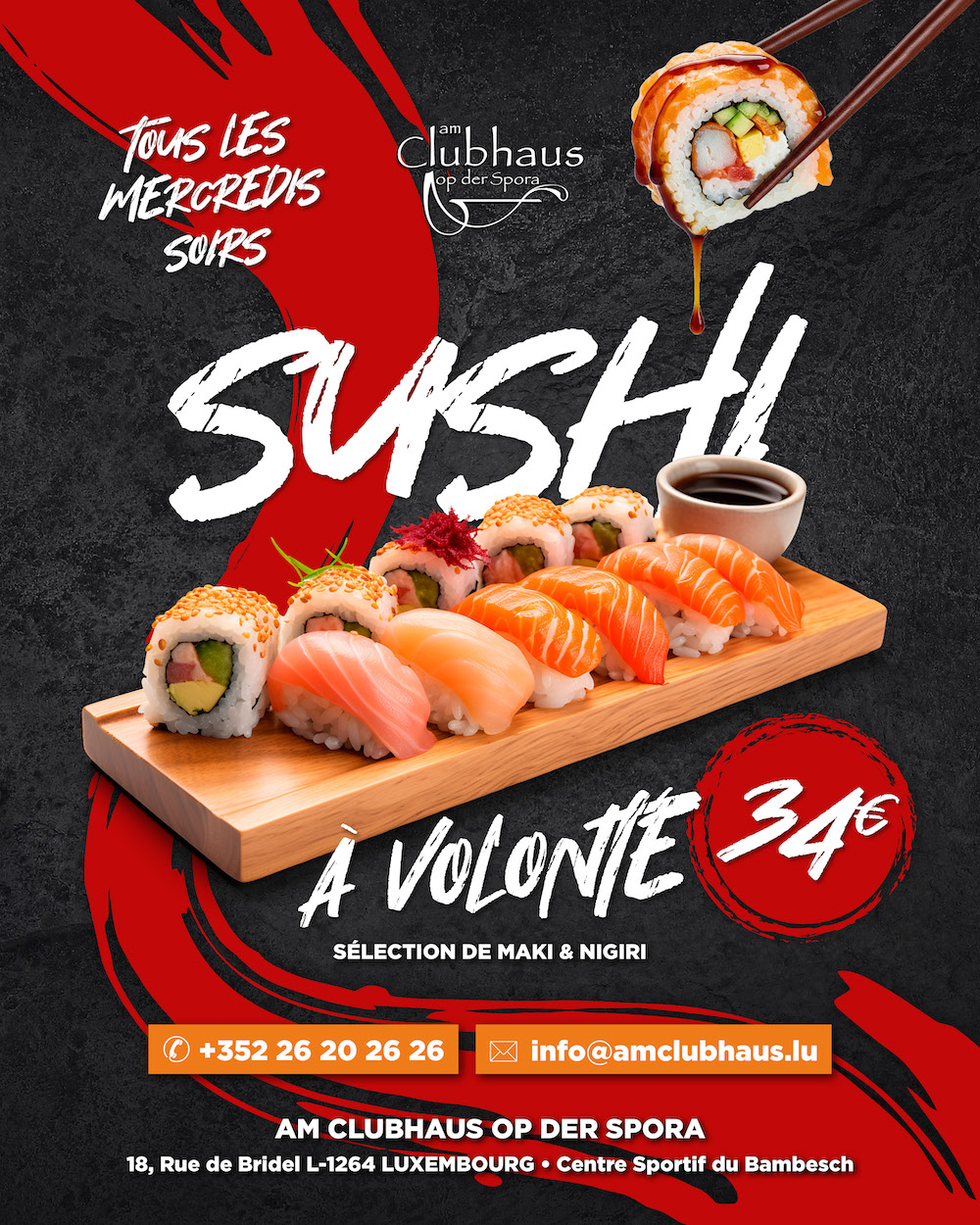 Am Clubhaus Op Der Spora - All-you-can-eat sushi | Luxembourg